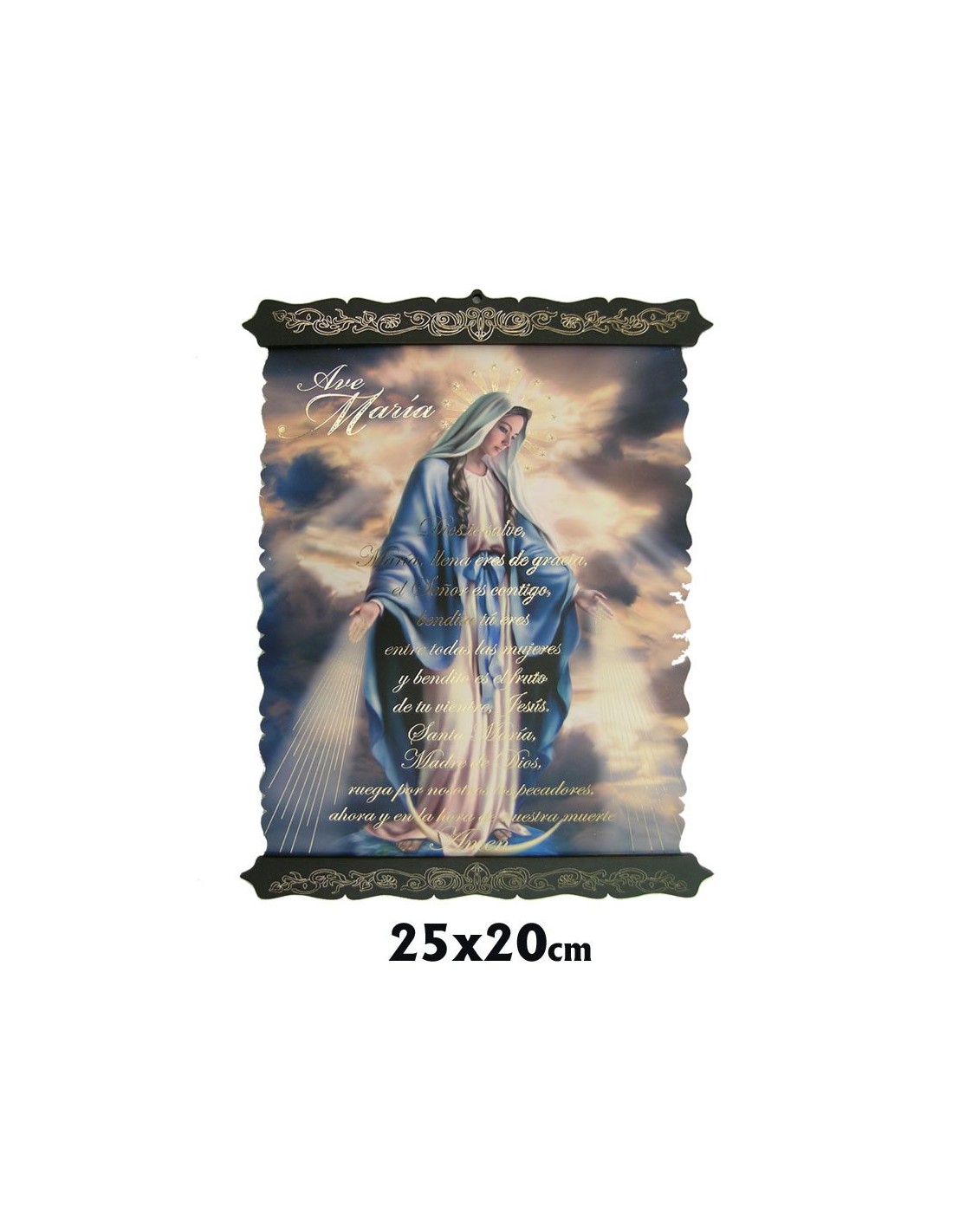 Icono Tabla De Viaje Oro Brillo Virgen Carmen 10X7cm Con Funda Y Cierre